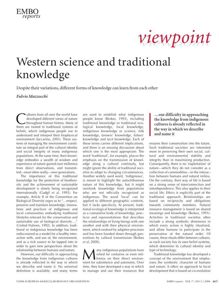 Western Science and Traditional Knowledge | PDF | Philosophy Of Science ...