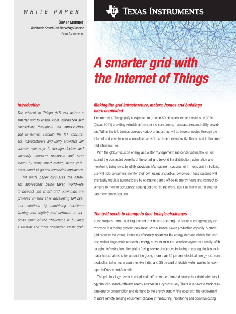 A Smarter Grid With The Internet of Things: White Paper | PDF | Smart ...