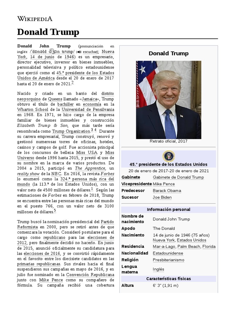 Donald Trump | PDF | Donald Trump | Gobierno americano