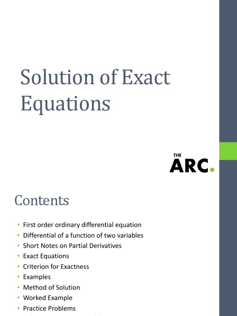 Workshop On Exact Equations | PDF | Differential Equations | Derivative