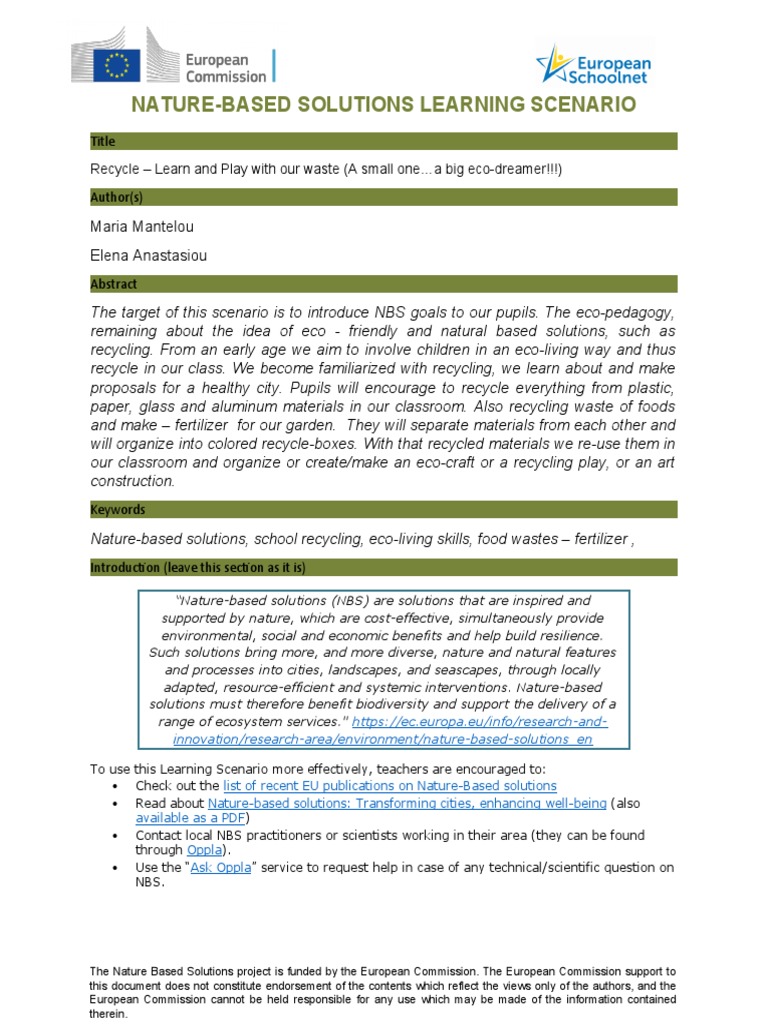 NBS Learning Scenario Template For MOOC (Maria Mantelou) | PDF ...