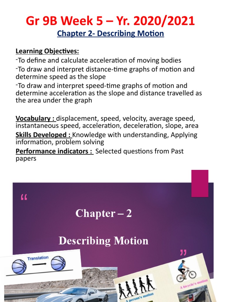 GR 9B Week 5 - Yr. 2020/2021: Chapter 2-Describing Motion | Download Free PDF | Acceleration ...