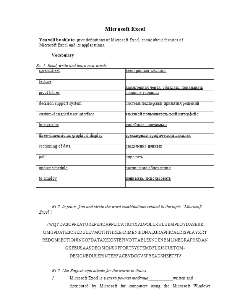 Microsoft Excel You Will Be Able To Give Definitions Of Microsoft