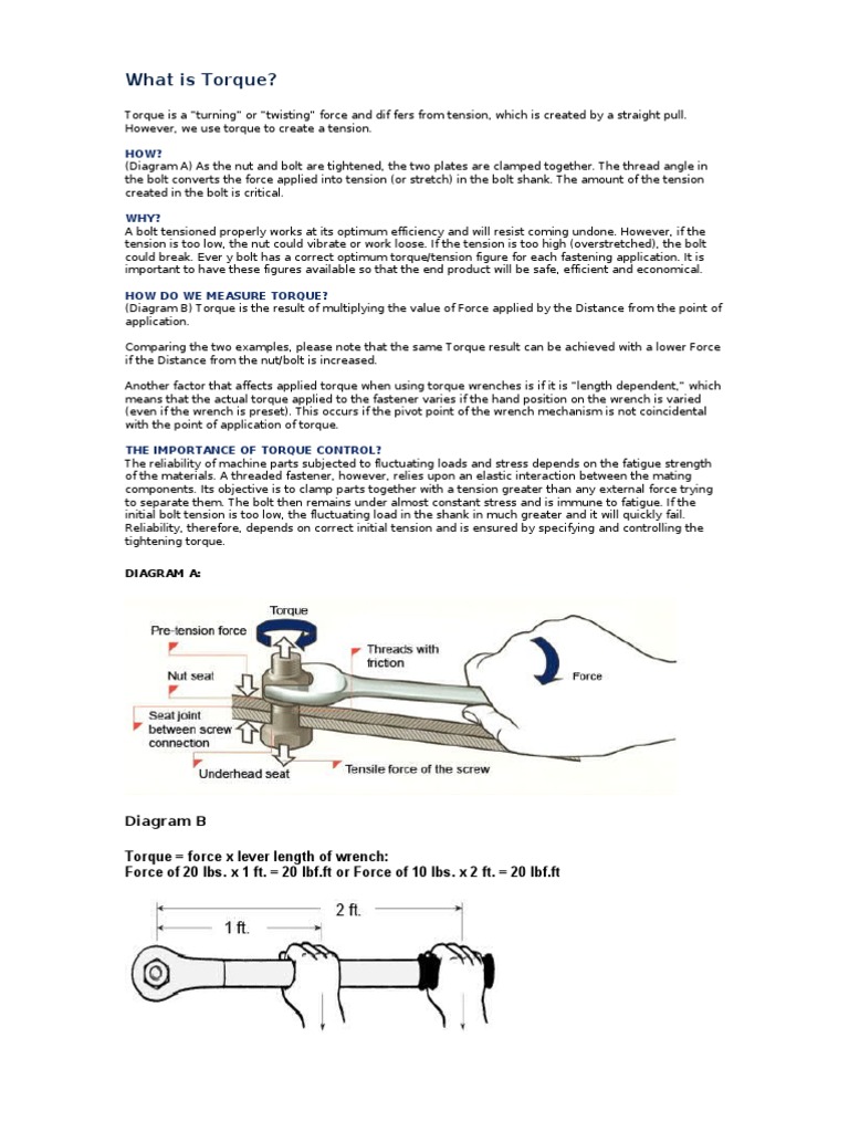Torque Instructions | Nut (Hardware) | Screw