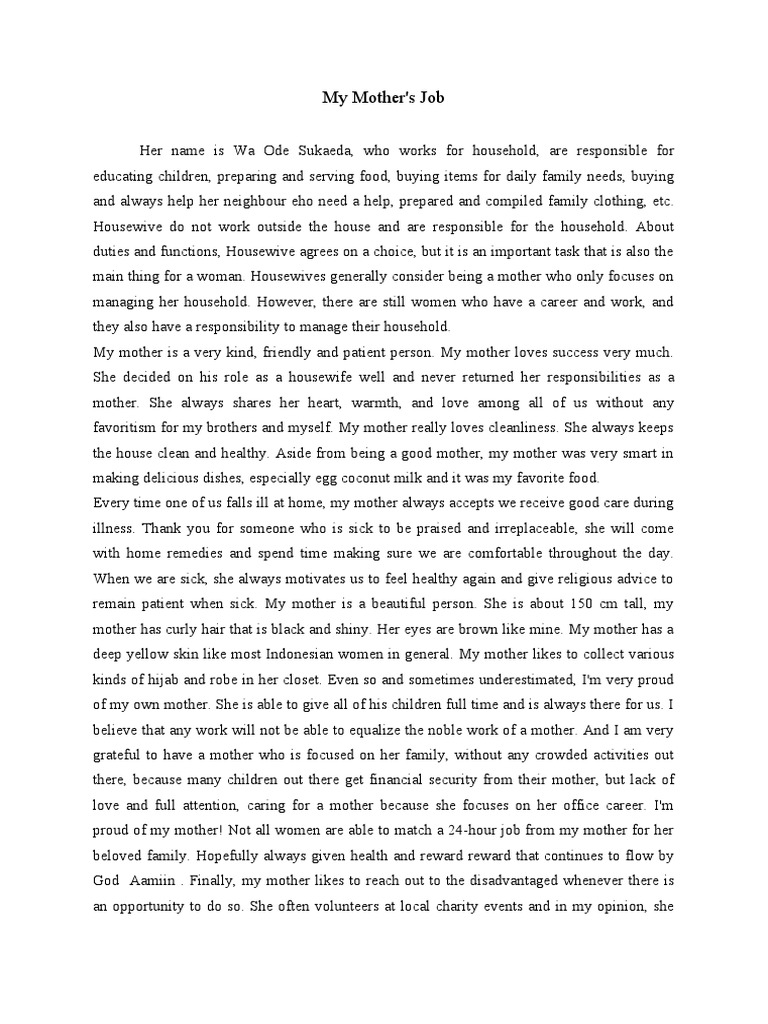 My Mother's Job Fix | PDF | Housewife