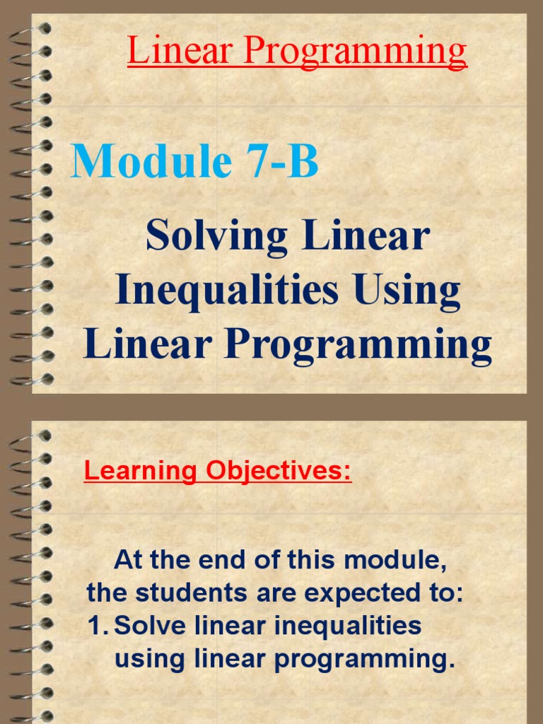 Module 7 B Solving Linear Inequalities Using Linear Programming | PDF | Linear Programming ...