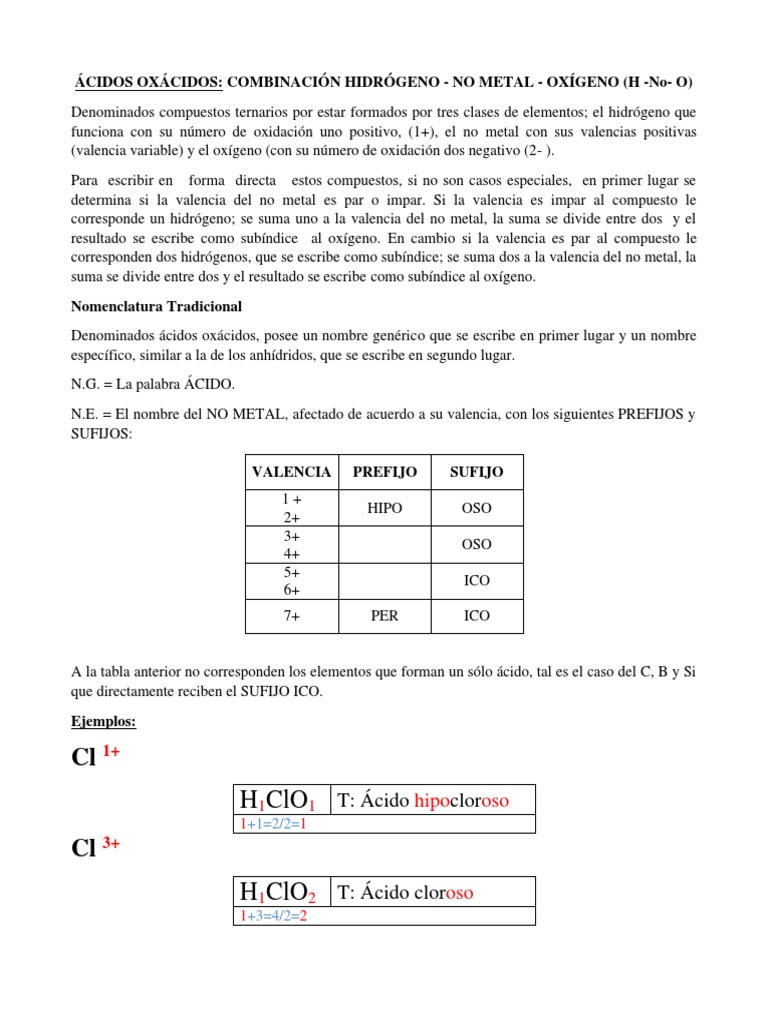 Acido Oxacidos | PDF | Ácido | Química Física