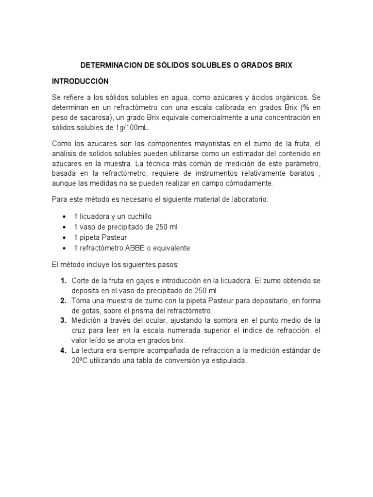 Sólidos Solubles | PDF | Metrología