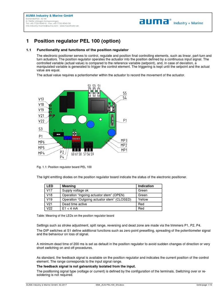 PEL 100 Position Regulator Overview | PDF | Mains Electricity | Switch
