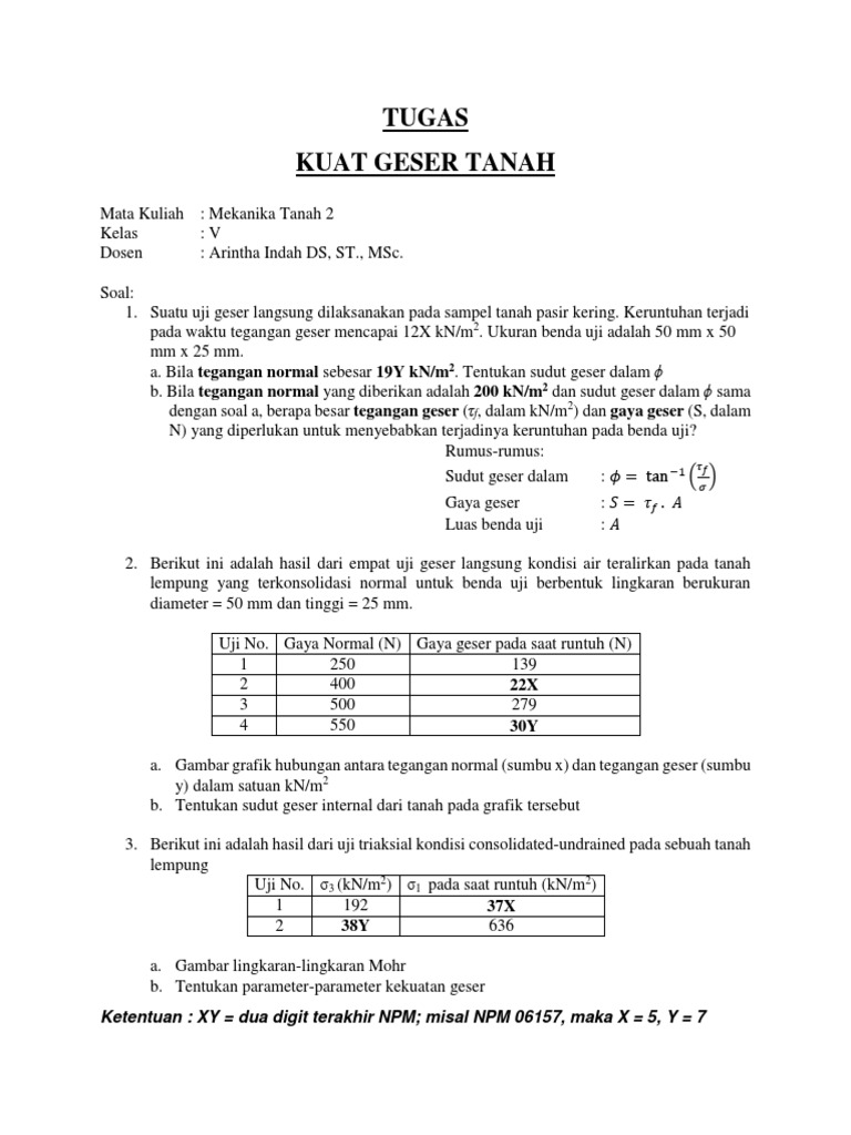 Tugas Kuat Geser | PDF | Metode & Bahan Ajar | Sains & Matematika