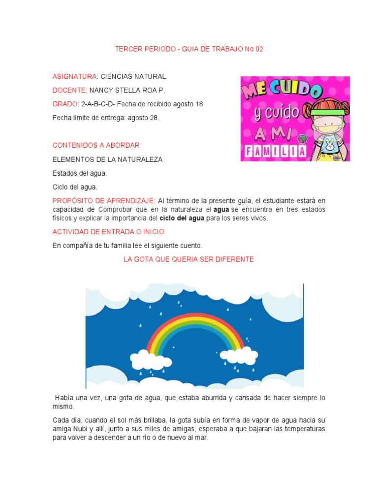 Ciclo Del Agua y Estados Del Agua Guia2 Tercer Periodo | PDF | Agua ...