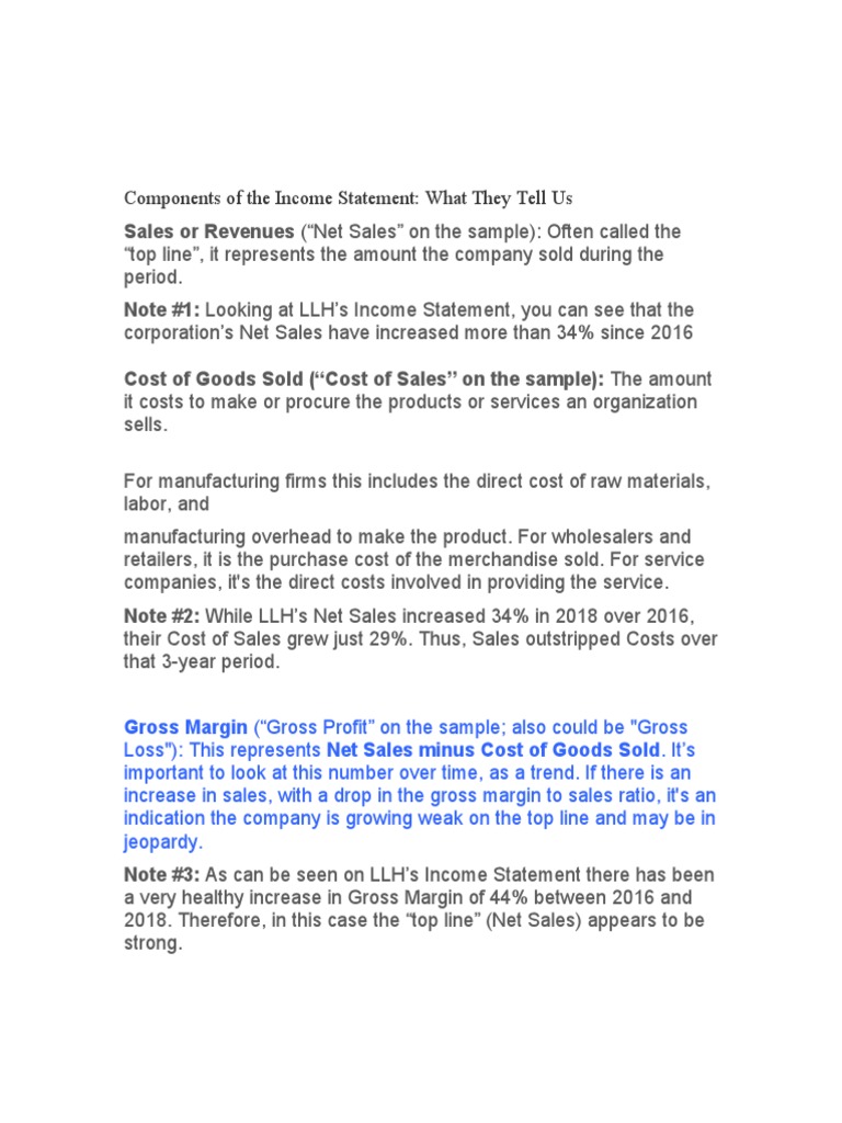 Components of The Income Statement | Download Free PDF | Revenue | Net ...