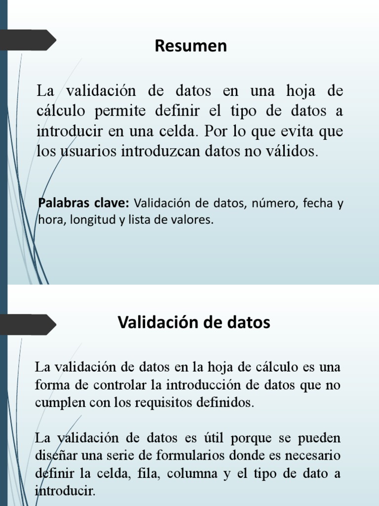 Validacion de Datos | PDF | Tipo de datos | Hoja de cálculo
