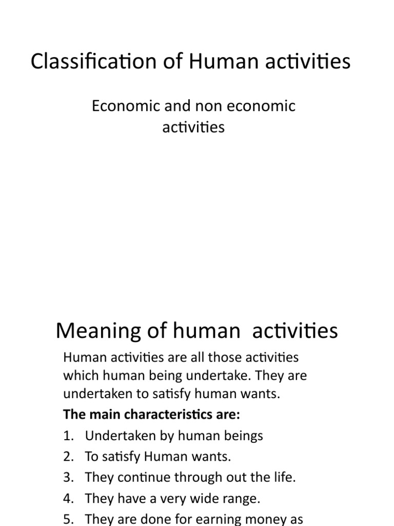 Classification of Human Activities: Economic and Non Economic ...