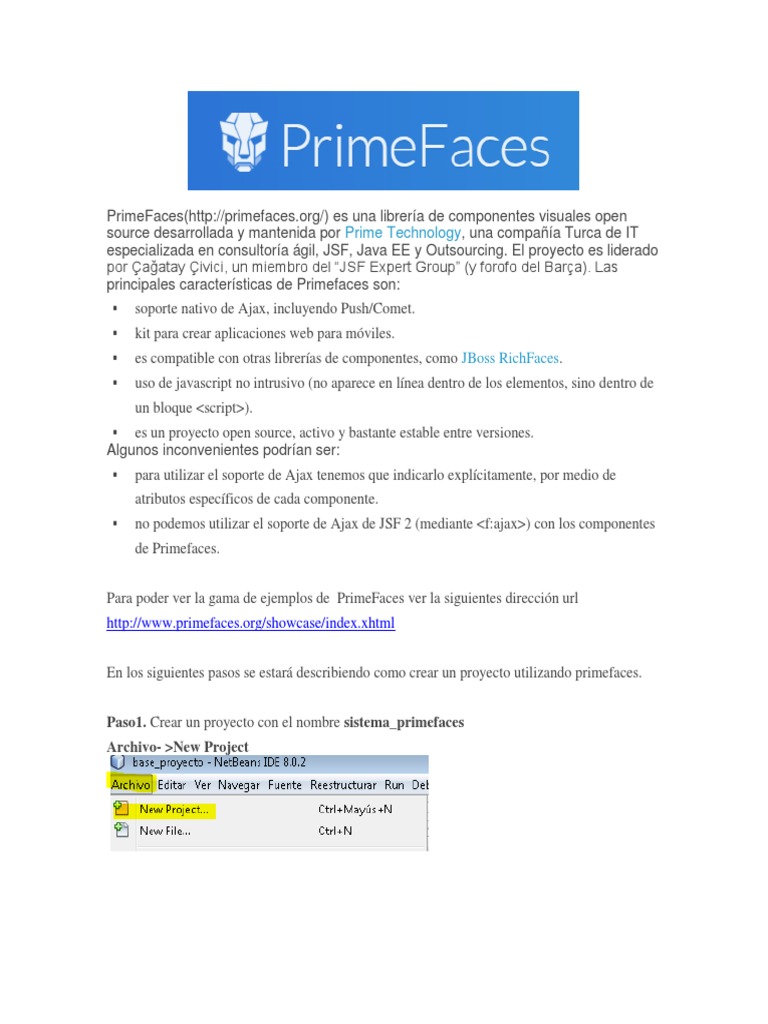 Guía PrimeFaces: Proyecto Java Web | PDF | Hipertexto | Desarrollo web