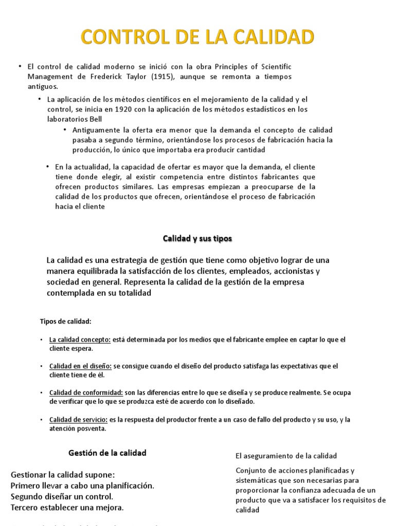 Control Calidad Pdf Calidad Comercial Gestión De La Calidad
