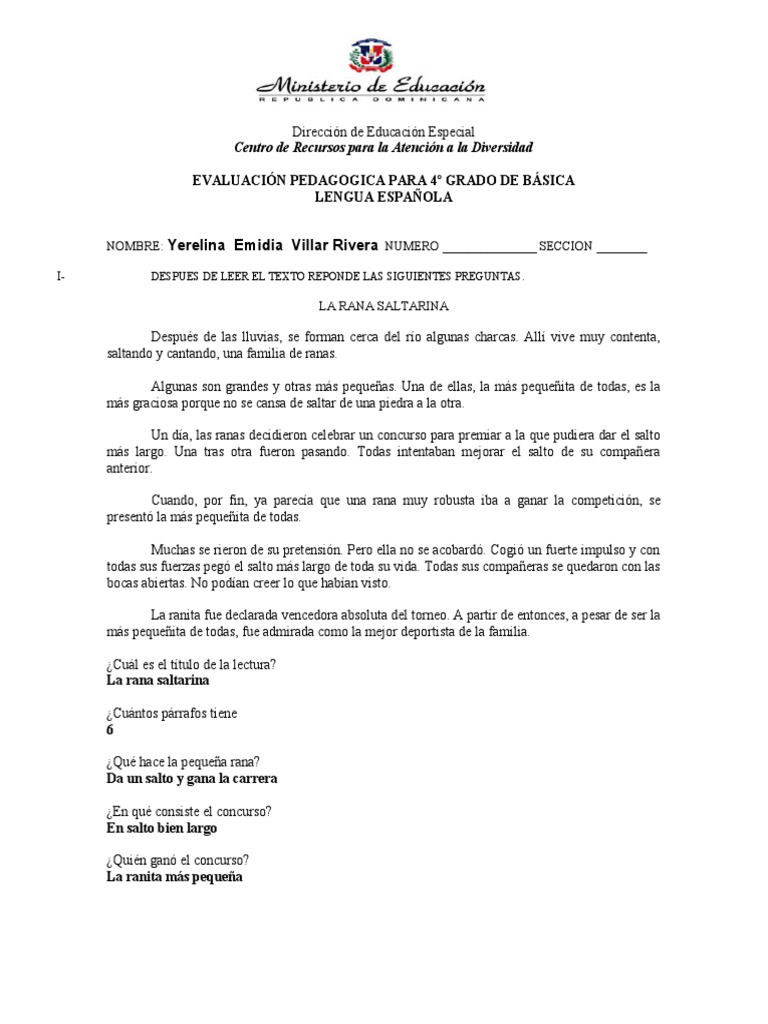 Eval. Pedagogica 4o Lengua Española | PDF | Ortografía | Lingüística
