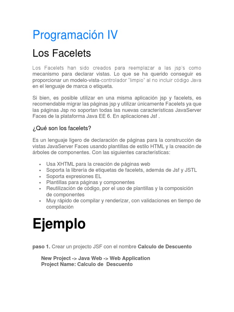 Introducción a Facelets en JSF | PDF | Desarrollo web | Gestión de tecnología de la información