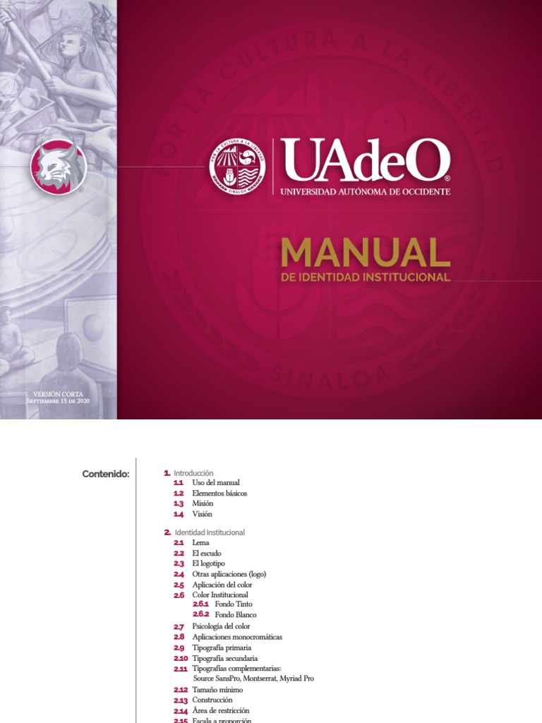 Manual Identidad UAdeO Sept15 2020 Version Corta | PDF | Color | Tipografía