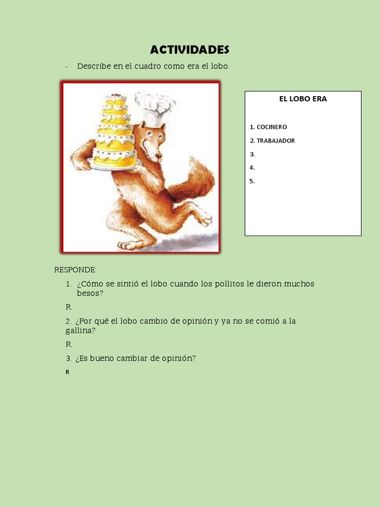 Actividades del Cuento "El Estofado del Lobo" | PDF