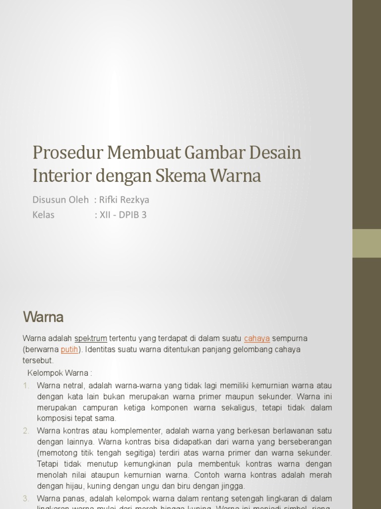 Prosedur Membuat Gambar Desain Interior Dengan Skema Warna | PDF