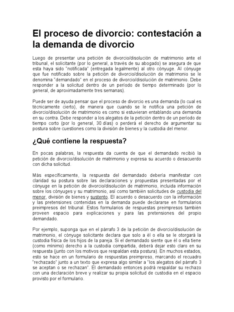 El Proceso de Divorcio | PDF | Divorcio | Demanda judicial