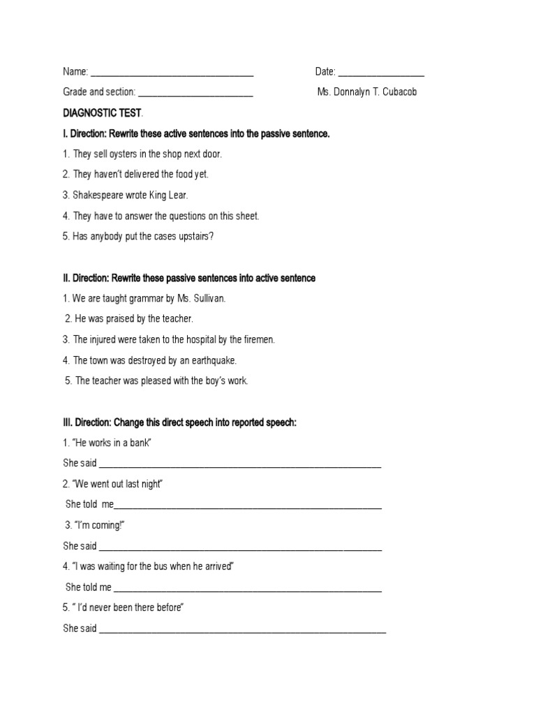Diagnostic Test Grade 7 | PDF | Art