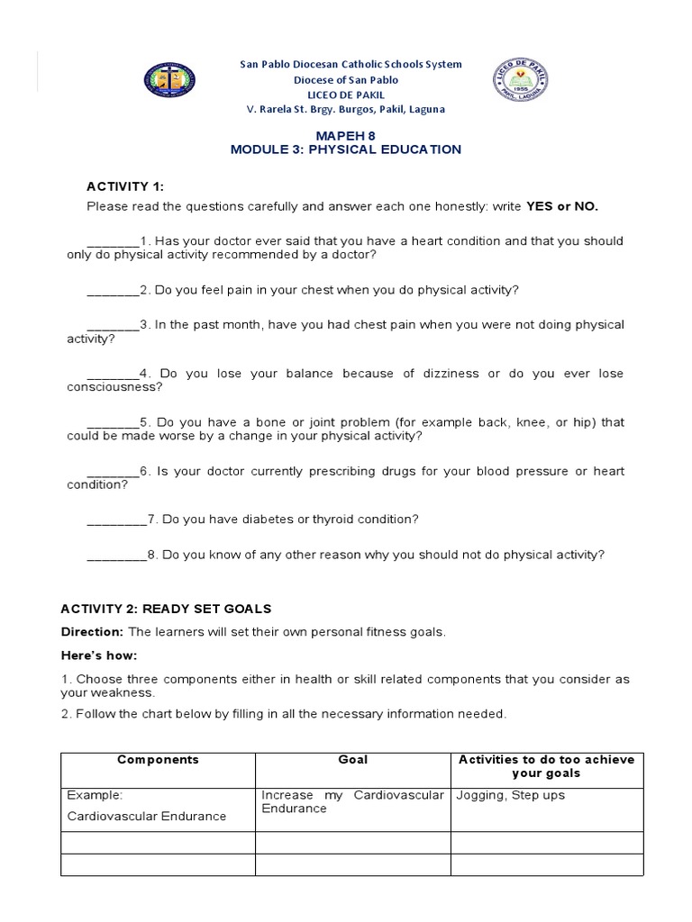 Activity 1 5 Mapeh Physical Education | PDF