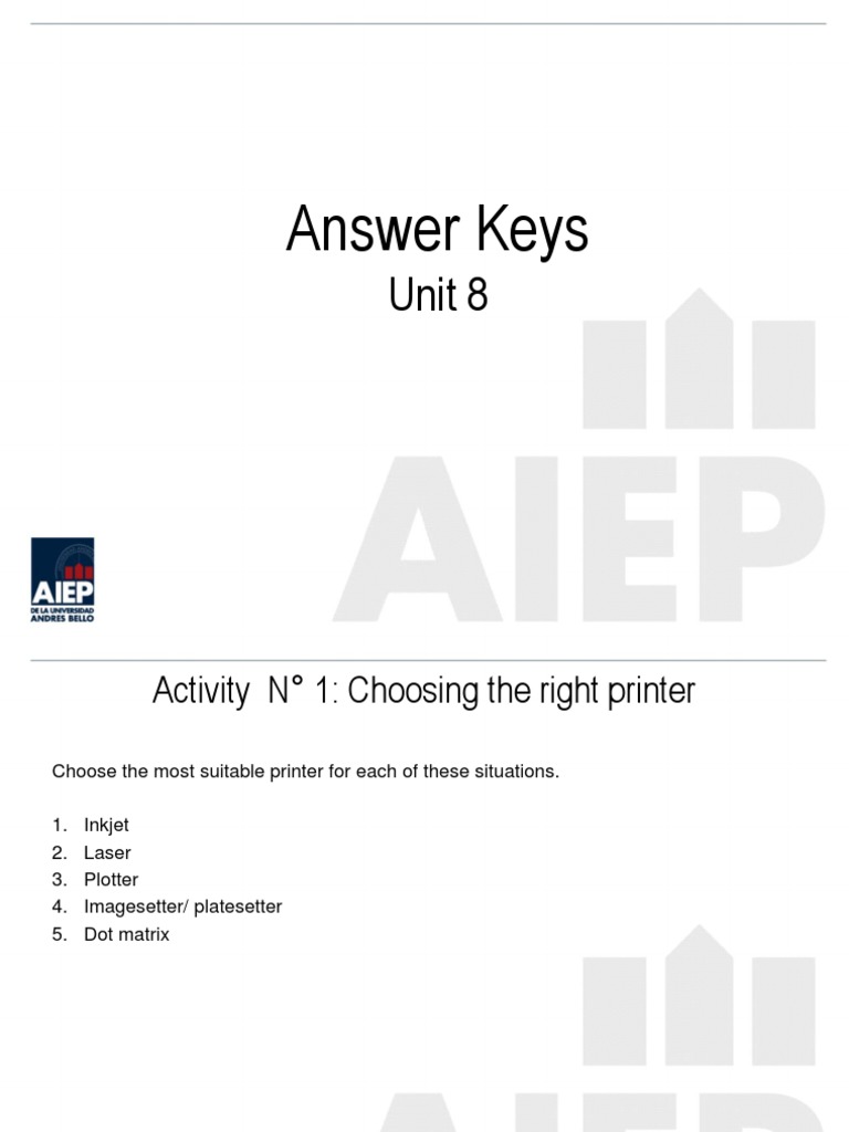 Answer Keys-Unit 8 | PDF