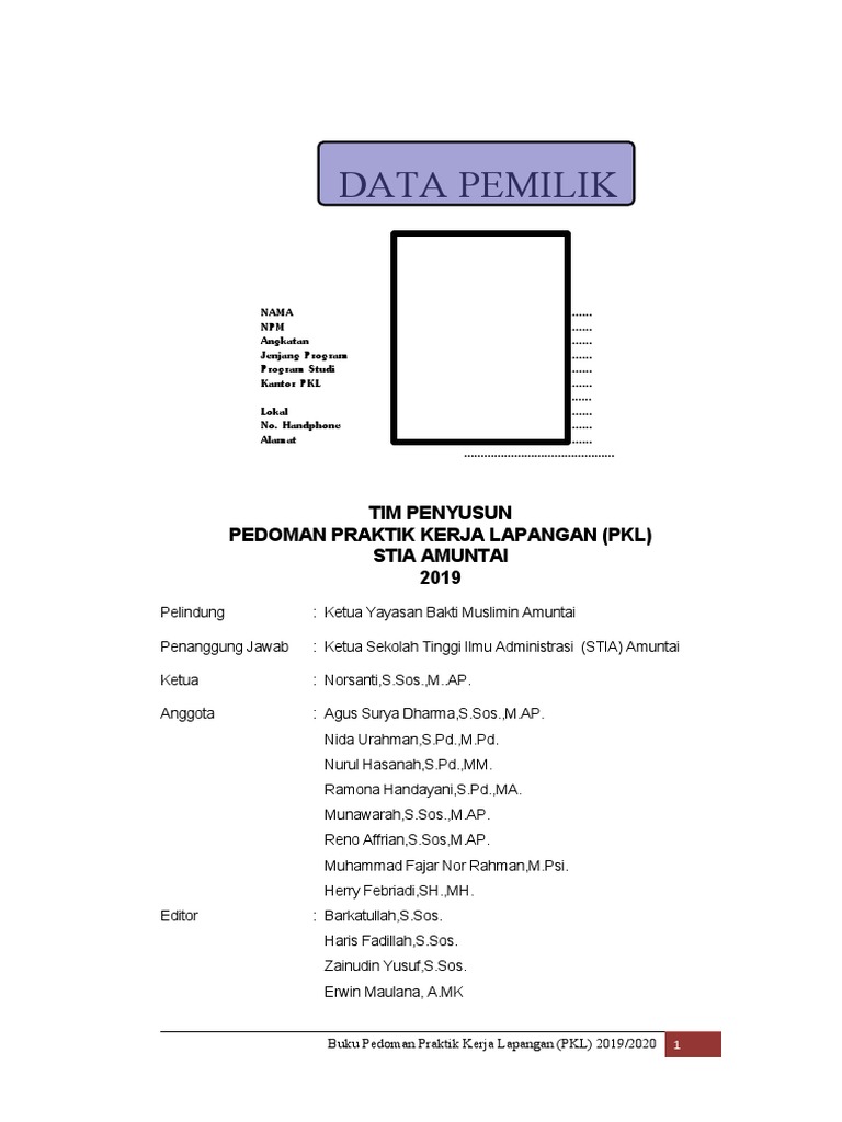 Buku Pedoman PKL 2019 | PDF