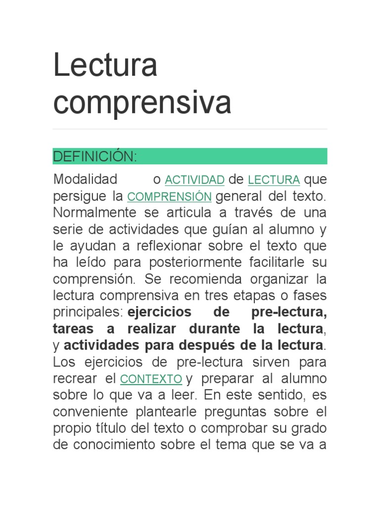 Lectura Comprensiva | PDF