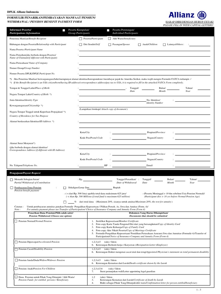 Withdrawal DPLK Form | PDF | Hukum