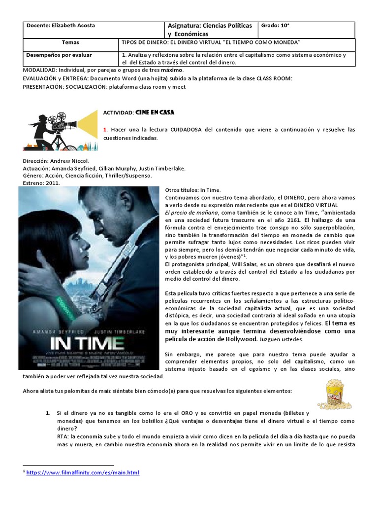 10° GUÍA PELÍCULA IN TIME | PDF