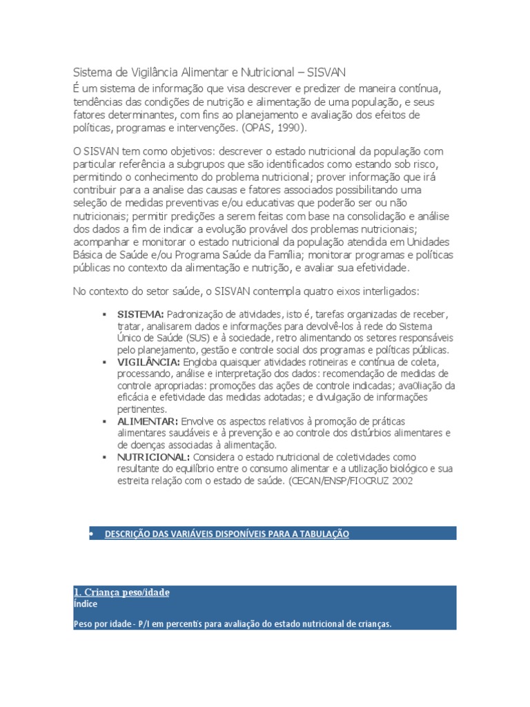 Sisvan | PDF | Índice de massa corporal | Obesidade