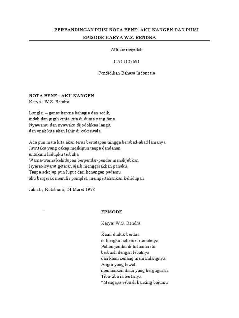 Perbandingan Puisi W.S. Rendra | PDF | Puisi