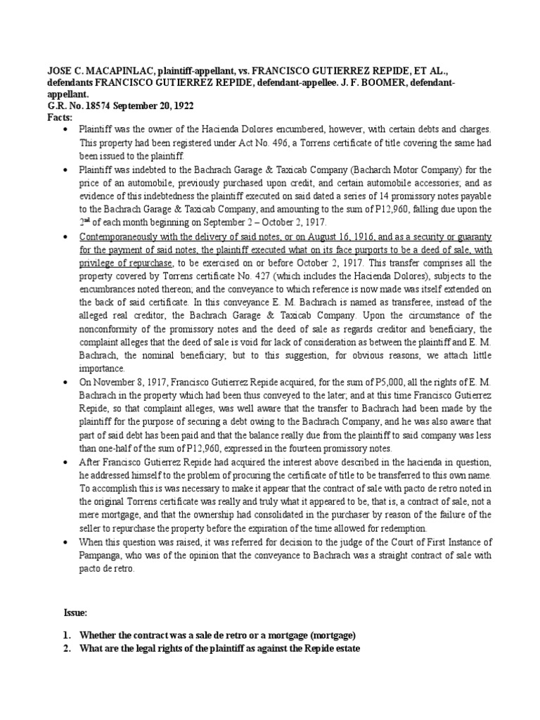03 Macapinlac Vs Repide | PDF | Mortgage Law | Civil Law (Legal System)