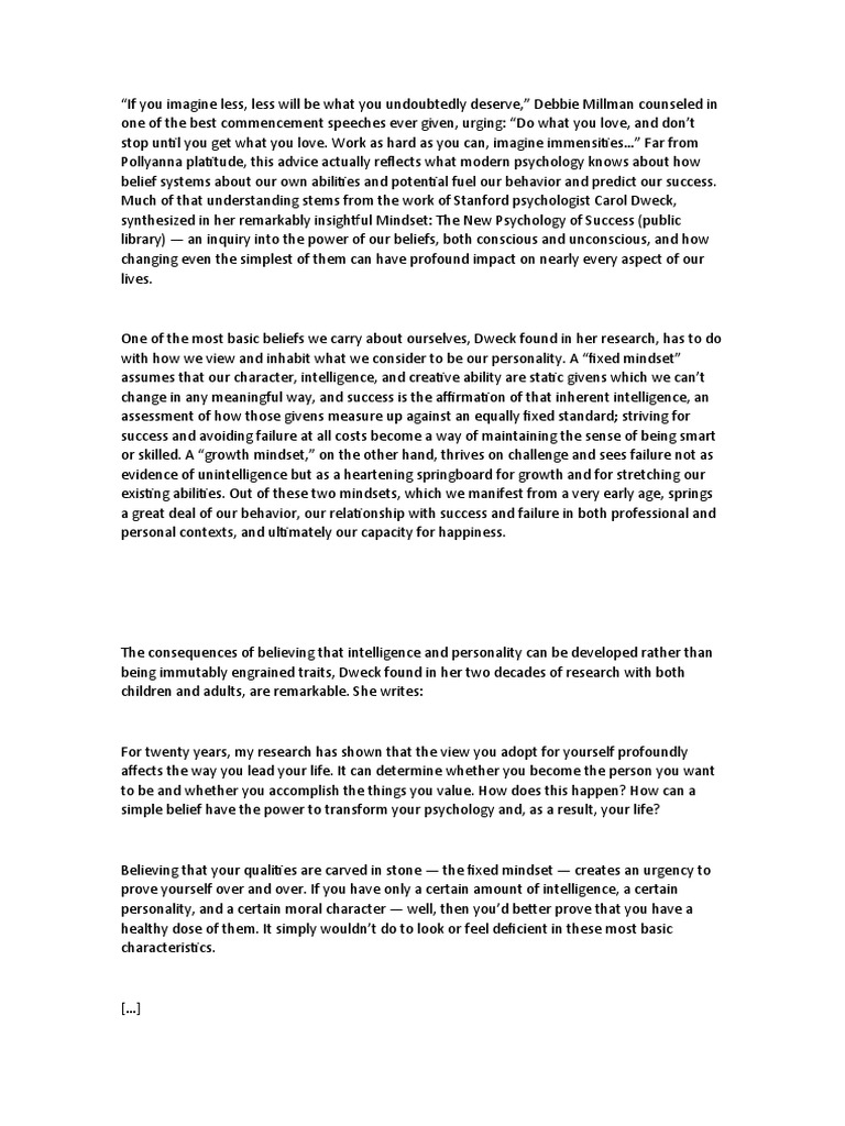 2 Mindsets | PDF | Mindset | Psychology