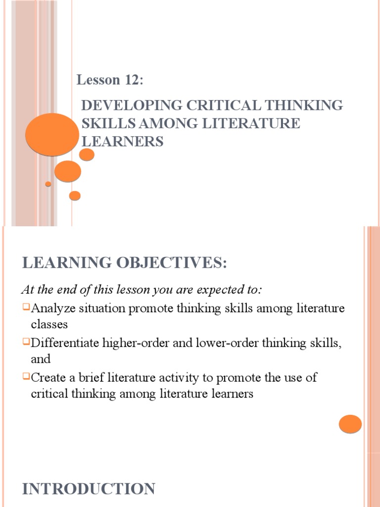 Enhancing Critical Thinking in Literature | PDF | Critical Thinking ...