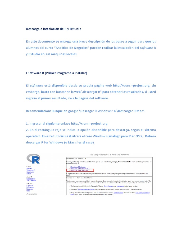 Descarga e Instalacion de R y RStudio | PDF | Mac OS | Microsoft Windows