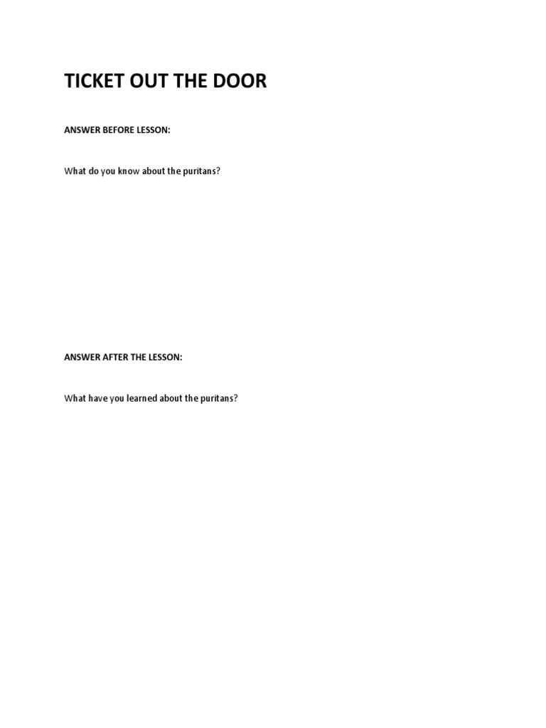 Ticket Out The Door | PDF