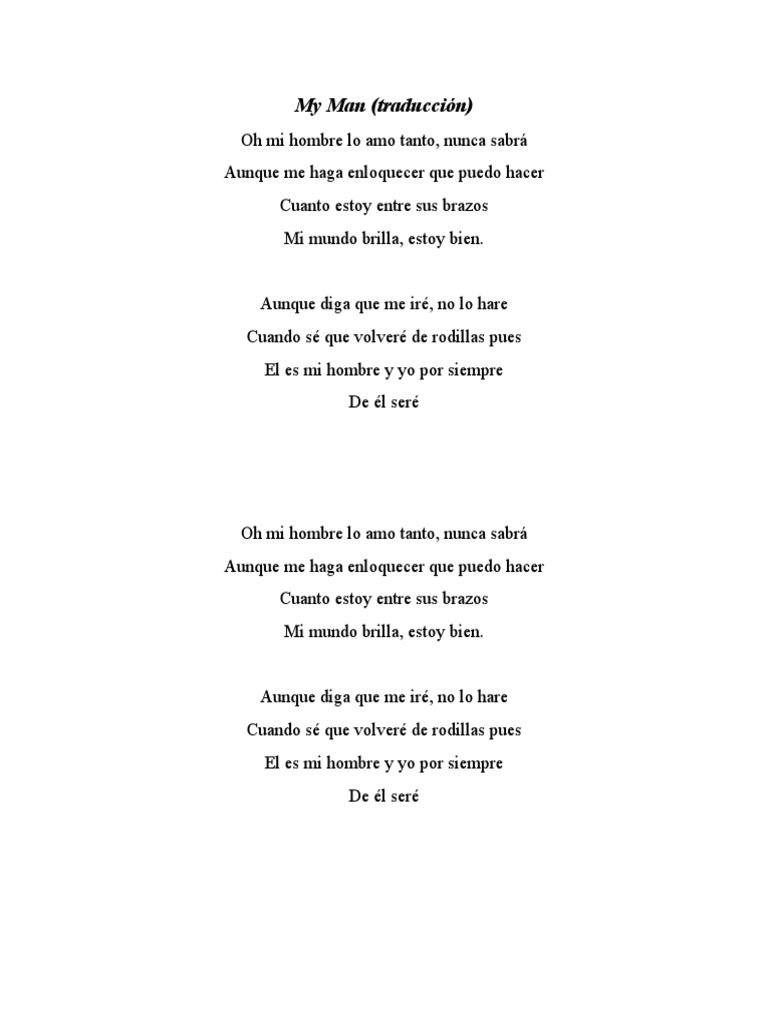 Traducción de "My Man" | PDF | Artes del Lenguaje y Comunicación