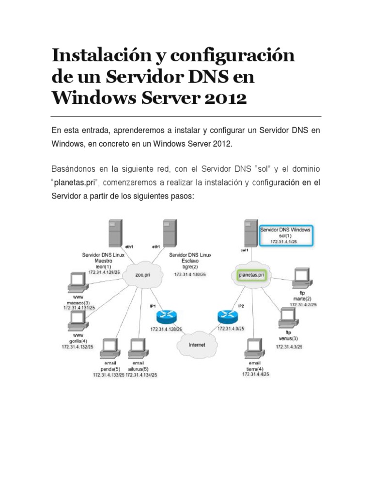 Instalación y Configuración de Un Servidor DNS en Windows Server | PDF | sistema de nombres de ...