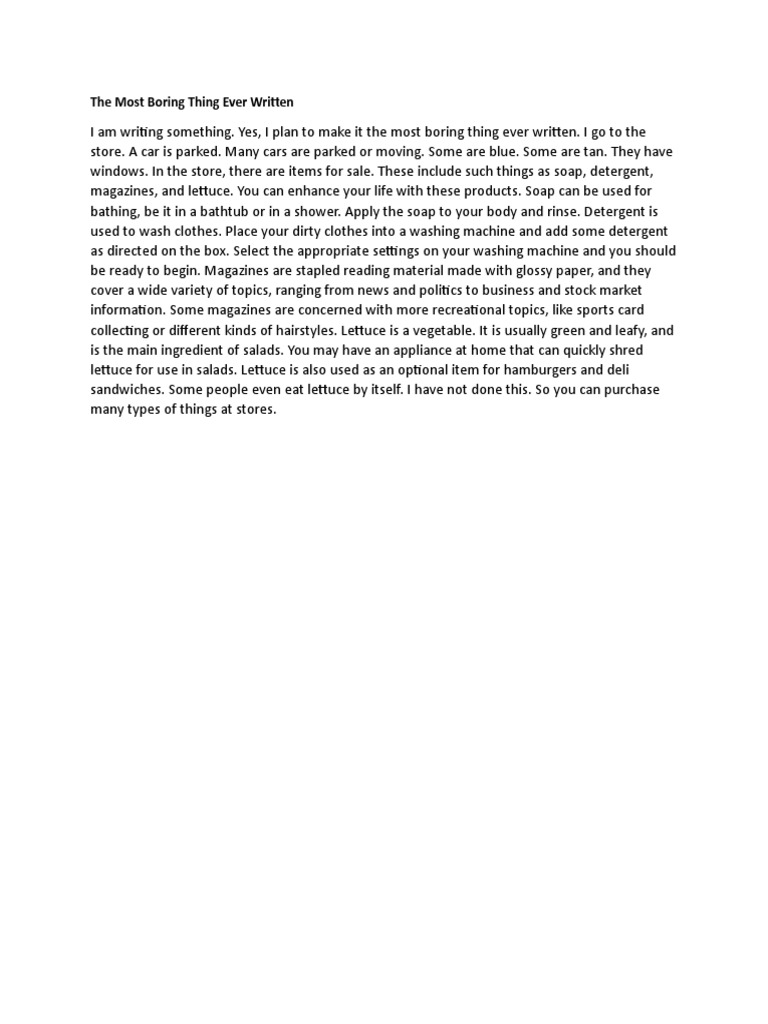The Most Boring Thing Ever Written | PDF