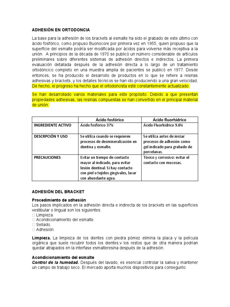 Adhesión de Brackets en Ortodoncia | PDF | Compuesto Dental | Ortodoncia