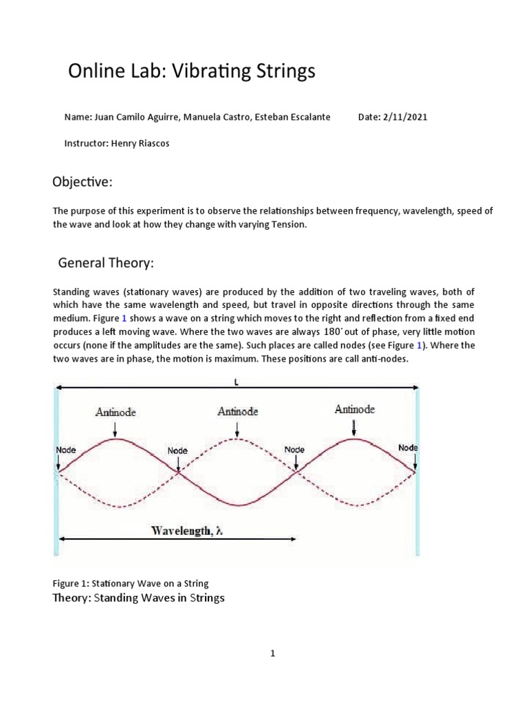 Online Lab: Vibrating Strings: Objective | PDF | Waves | Wavelength