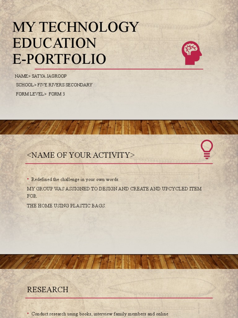 My Technology Education E Portfolio Template Pdf Career Growth Art