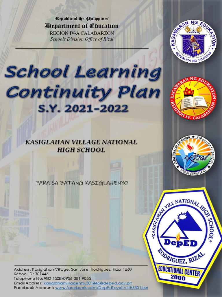 School Learning Continuity Plan 2021-2022 | PDF | Teachers ...