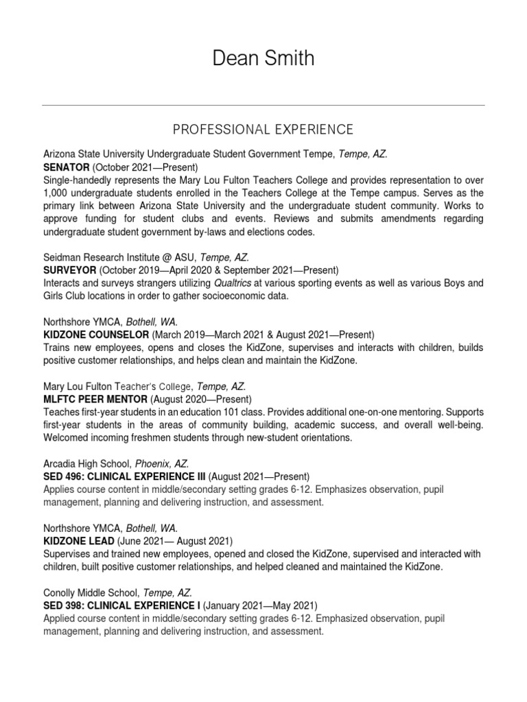 Fall Resume 21 | PDF | Arizona State University | Students