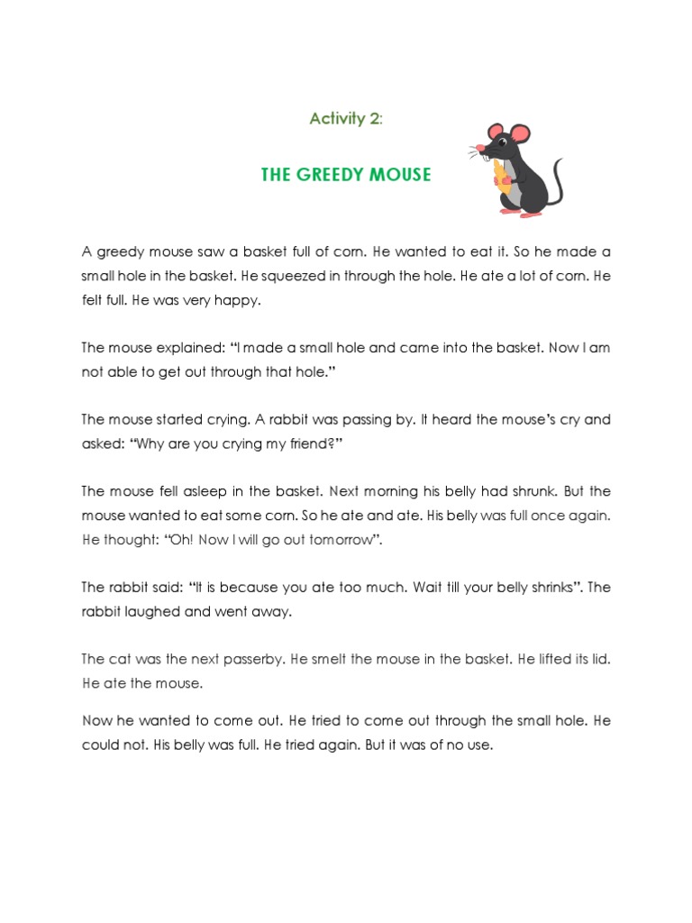 Activity 2 - The Greedy Mouse | PDF | Cooking, Food & Wine
