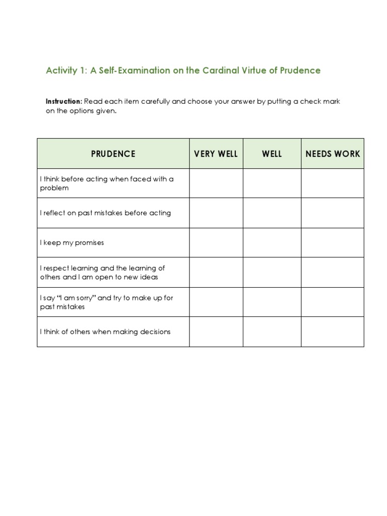 Activity 1 - Prudence Form | PDF